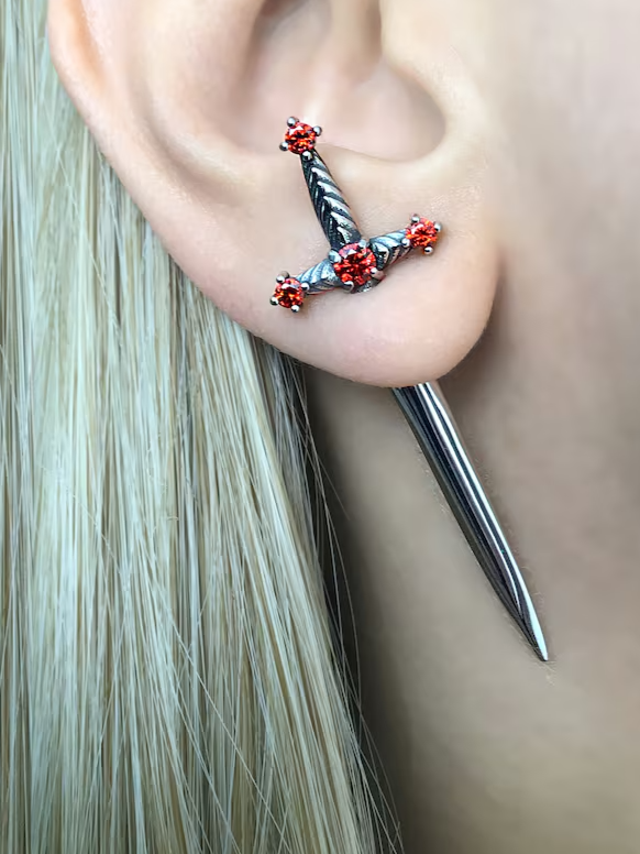 Комплект серег, славянский оберег, металл, искусственный камень, фианит