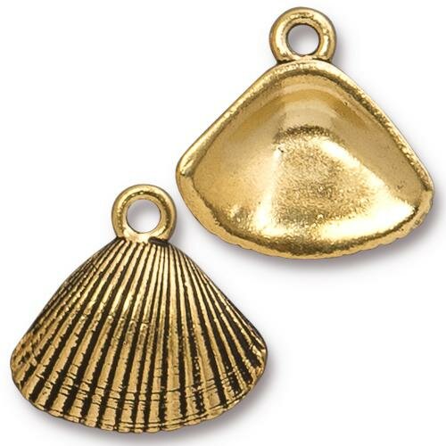 Подвеска, 18.5х18мм, TierraCast, ракушка, базовый материал - оловянный сплав, позолоченная с чернением, 1 шт.