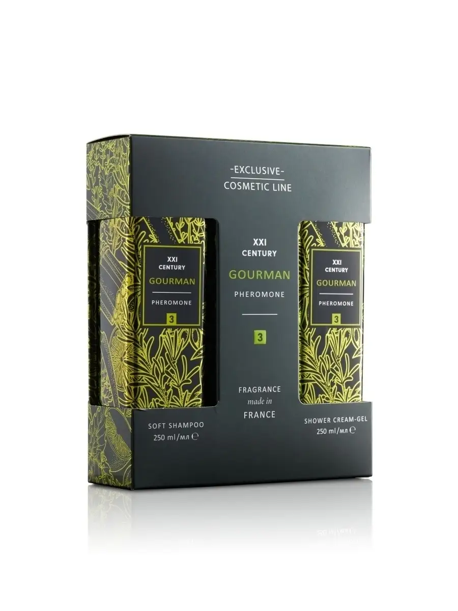 XXI CENTURY Gourman №3 набор: мягкий шампунь с феромонами 250 мл + крем-гель для душа с феромонами 250 мл