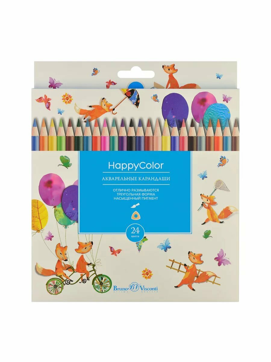Карандаши акварельные "Лисички" 24 цвета.