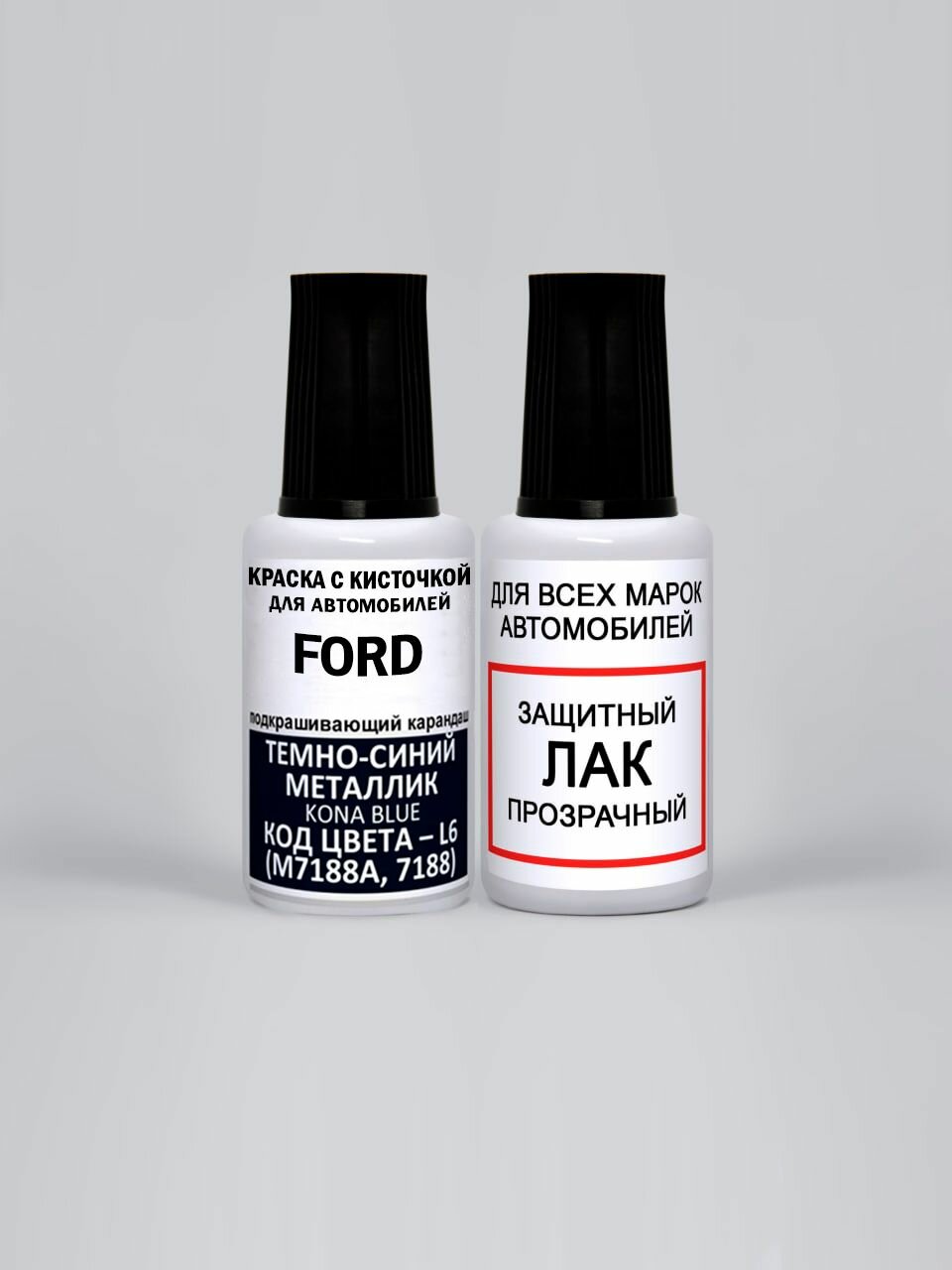 Краска для сколов во флаконе с кисточкой L6 (M7188A, 7188) Ford Темно-синий металлик, Kona Blue 20 мл. , краска+лак 2 предмета