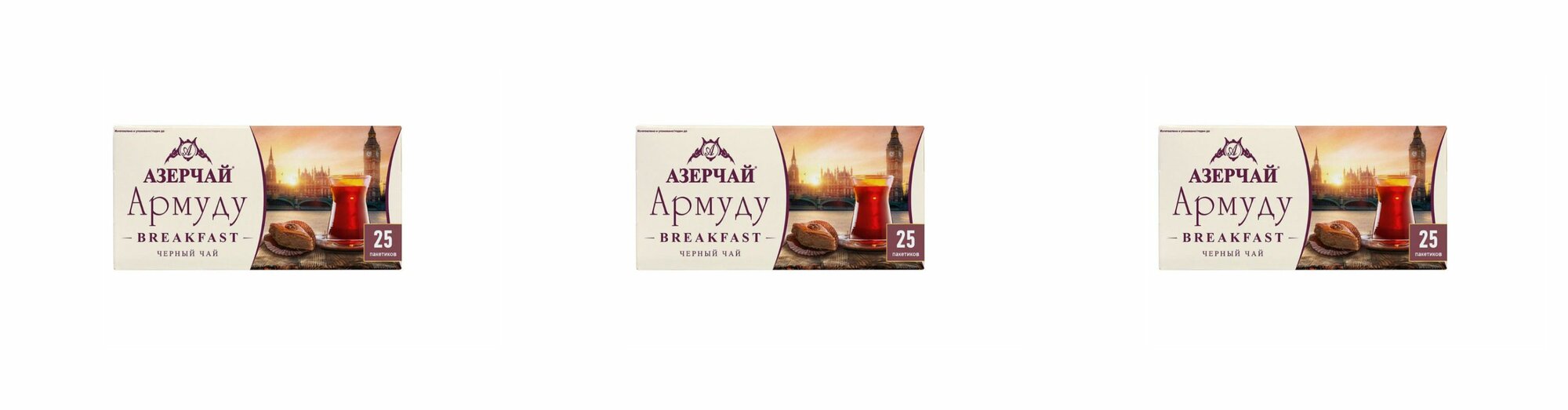 Азерчай Чай черный в пакетиках Breakfast,25 пак,3 шт