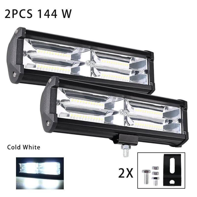 2шт LED Бар 144W, Холодный Белый, 12V 24V