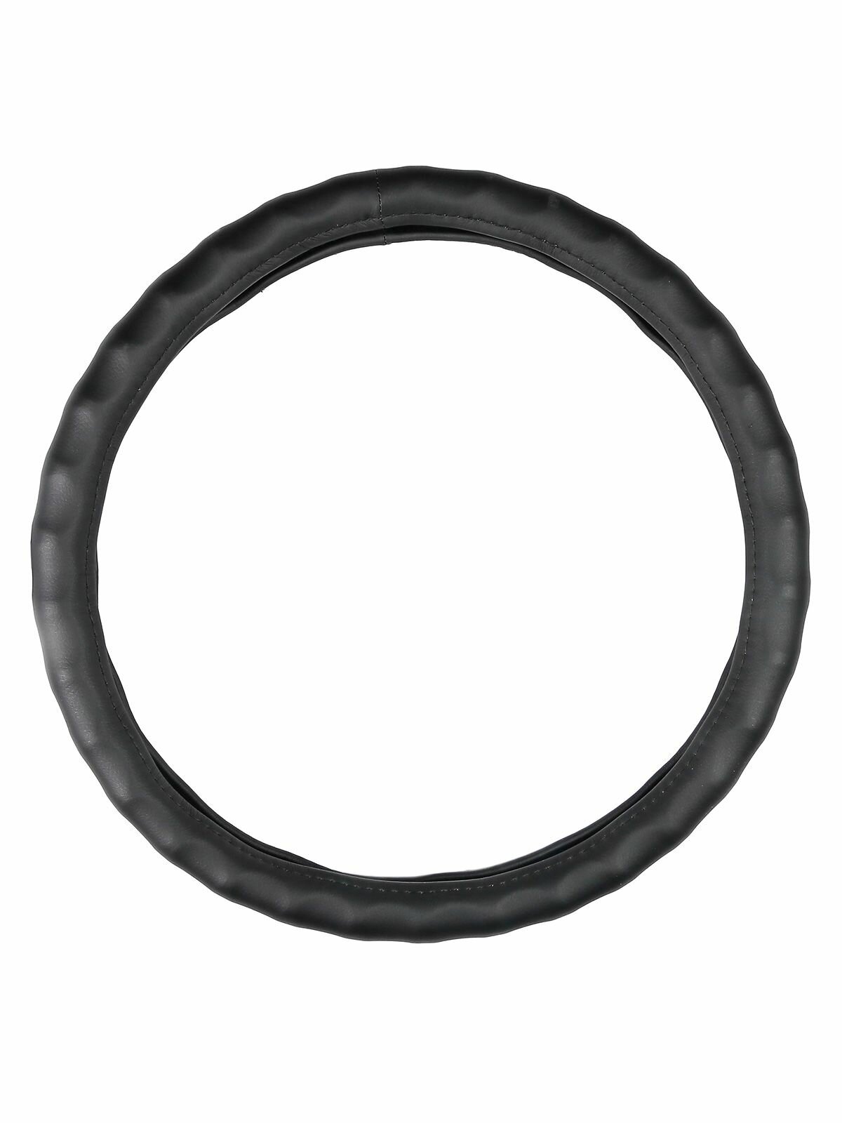 Оплетка грузовая на руль 44 см (DAF, MAN, MB, VOLVO) Натуральная кожа гладкая./Пальцы. Чёрная (25816)