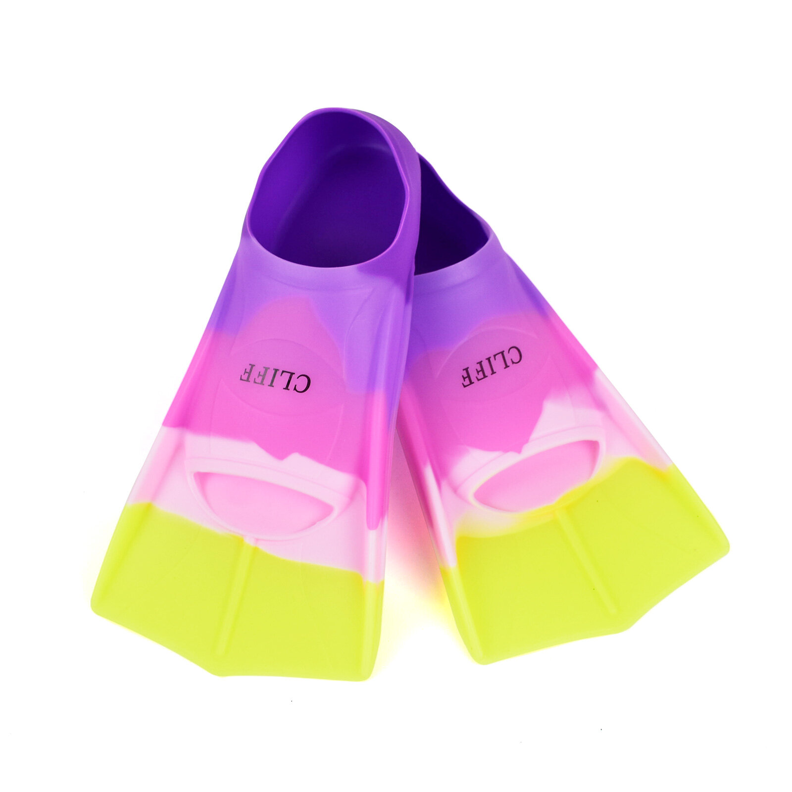 Ласты для бассейна CLIFF р.30-32 (XS), 222 мультиколор фиолетовые, с открытым носком