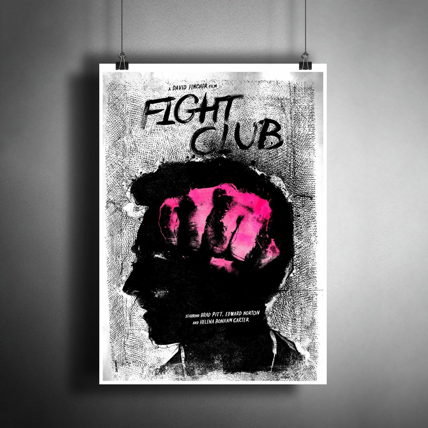Постер плакат "Фильм Дэвида Финчера: Бойцовский клуб. Fight Club" / Декор для дома, офиса, комнаты, квартиры, детской A3 (297 x 420 мм)