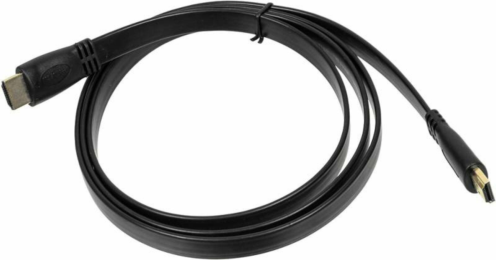 Кабель аудио-видео Noname High Speed ver.1.4 Flat HDMI (m)/HDMI (m) 1.5м. позолоч. конт. черный