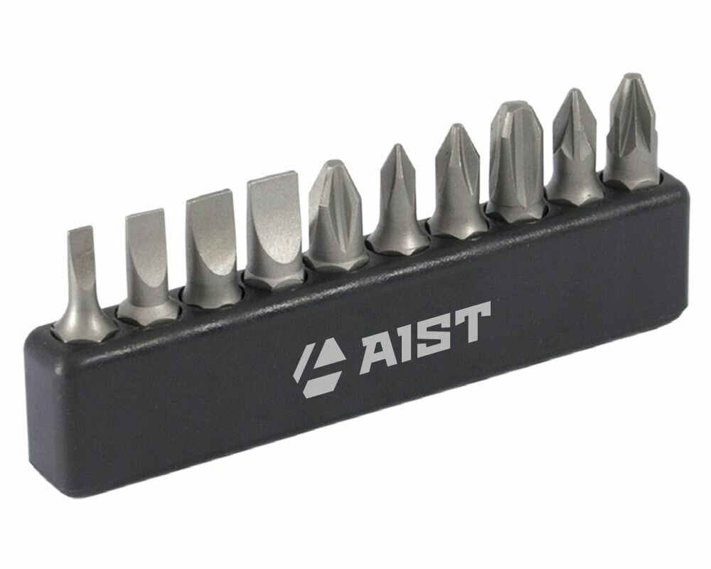 Набор сменных битов шлицевых SL и крестовых PH/PZ насадок 1/4" 10 пр. AIST 10106010 для отвертки или под держатель шуруповерта