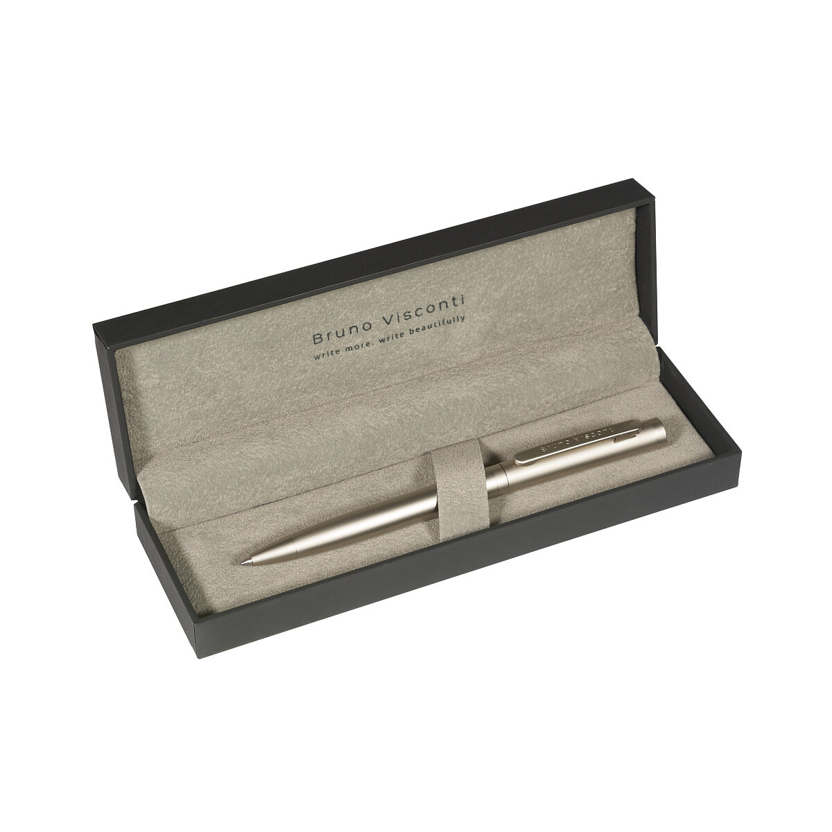 Ручка "FIRENZE" В SOFT TOUCH футляре 1.0 ММ, синяя (корпус шампань, футляр черный)