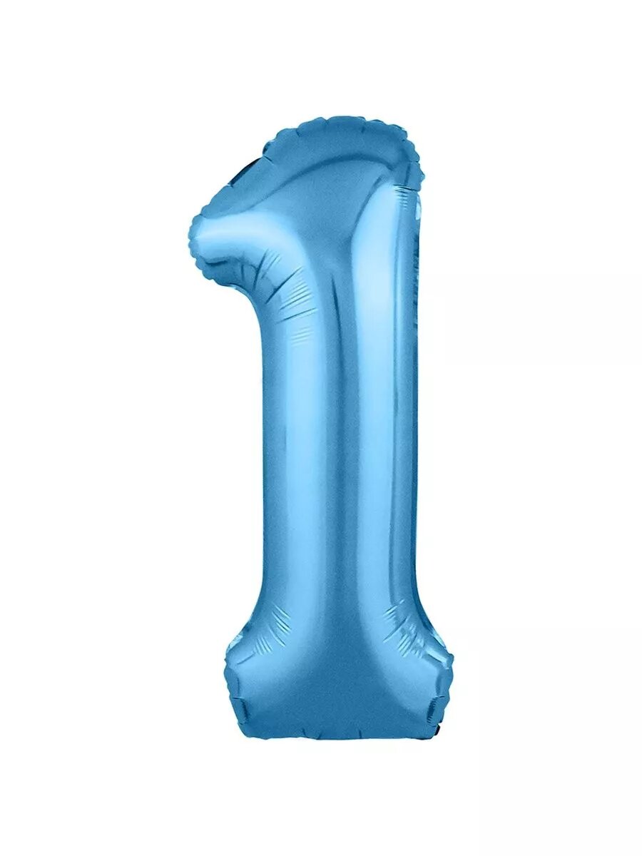 Шар фольгированный (40'/102 см) Цифра Slim Голубой №1 Agura