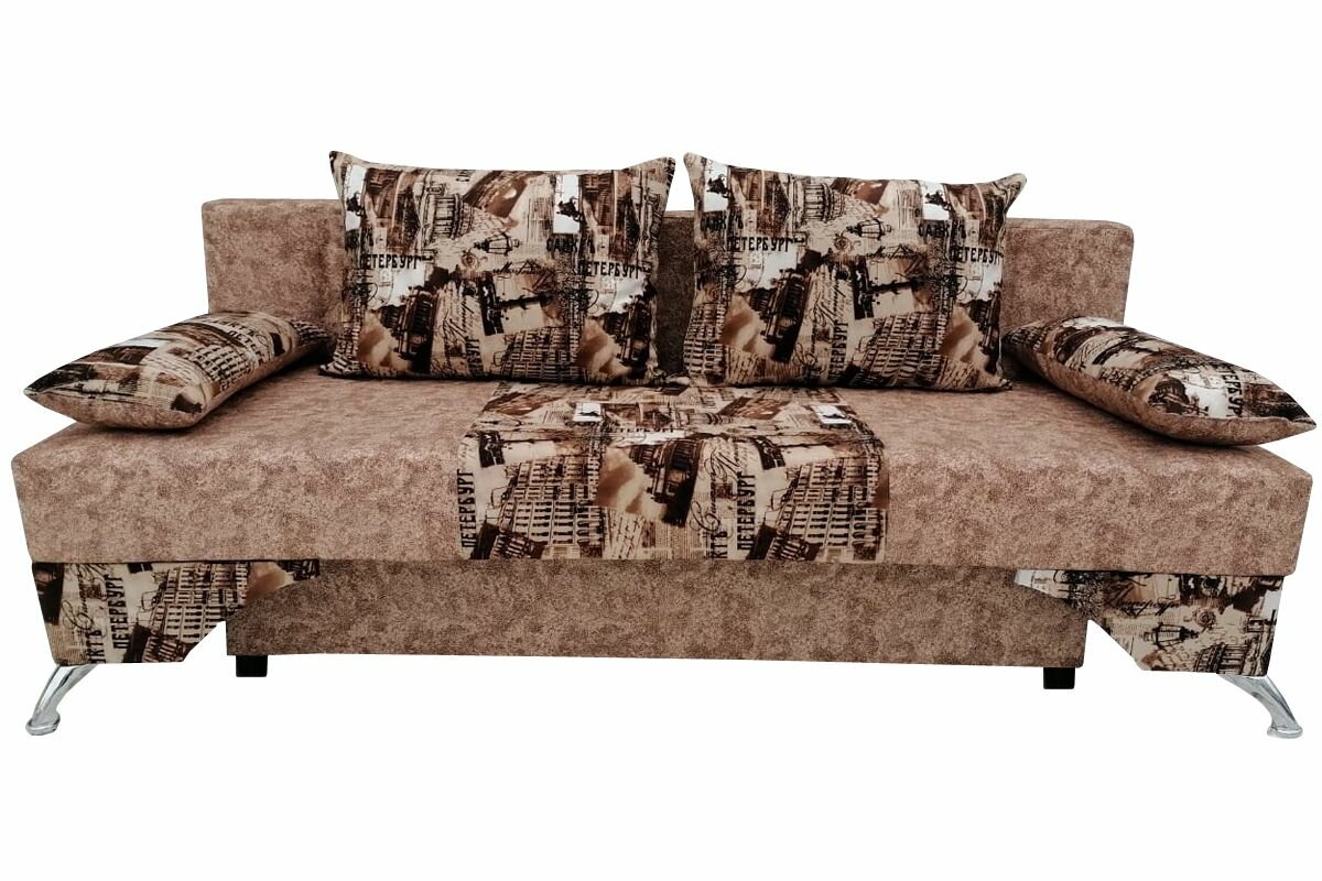 Диван-кровать Империя еврокнижка, вельвет принт Санкт-Петербург