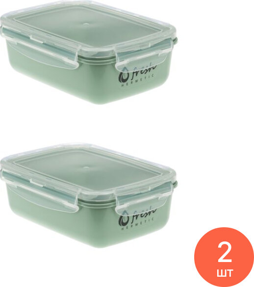 Контейнер для хранения продуктов Idea / Идея Фреш пластиковый с крышкой прямоугольный 0.8л / емкость герметичная (комплект из 2 шт)