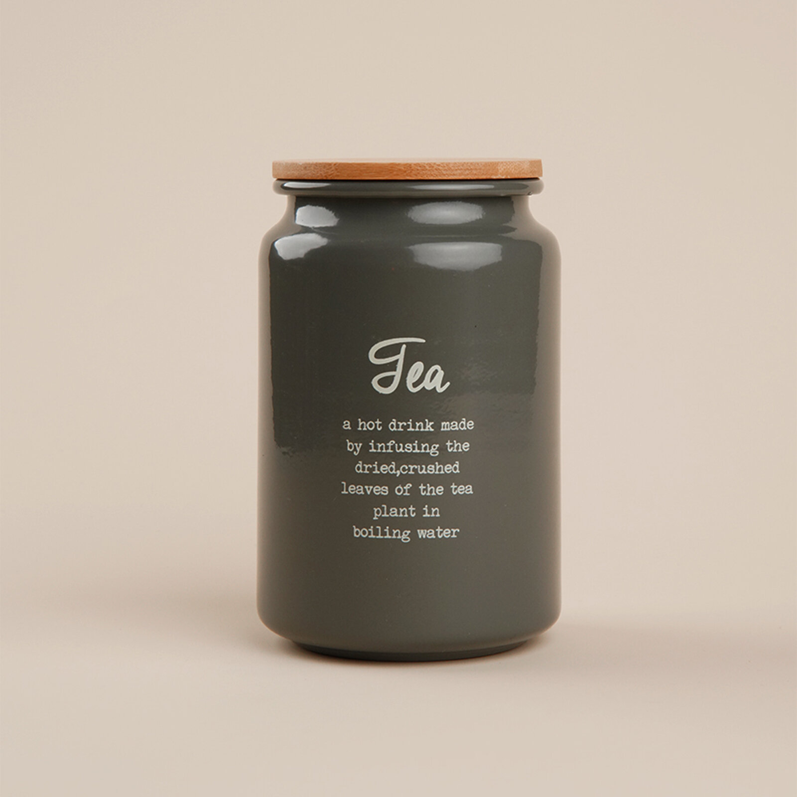 Банка для чая SL Home, 9,5×14 см, цвет серый, с бамбуковой крышкой, 9918969