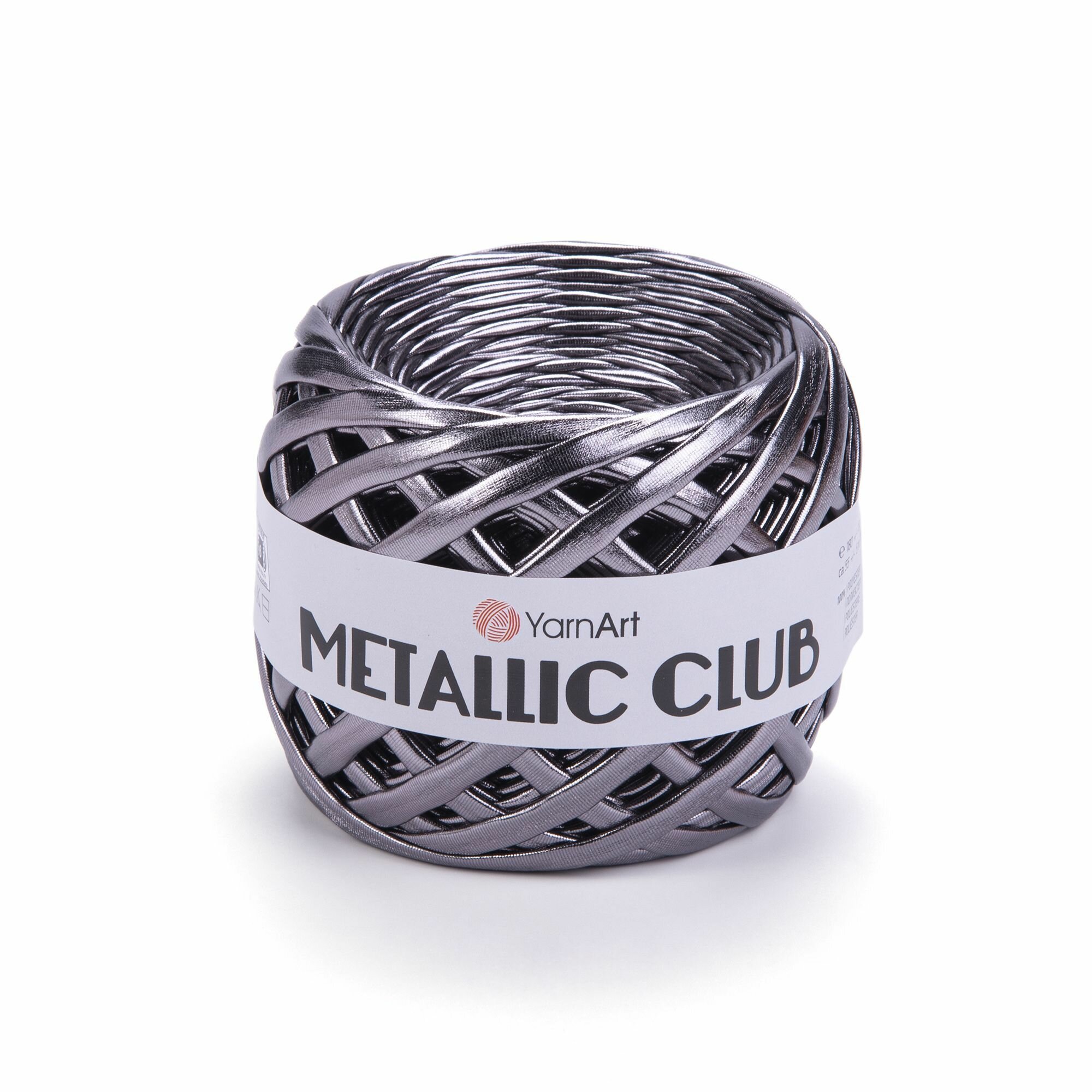 Пряжа трикотажная Металлик клаб клуб (Metallic club) упаковка 1 моток 180 г. 55 м. 100% полиэстер цвет 8104 серый