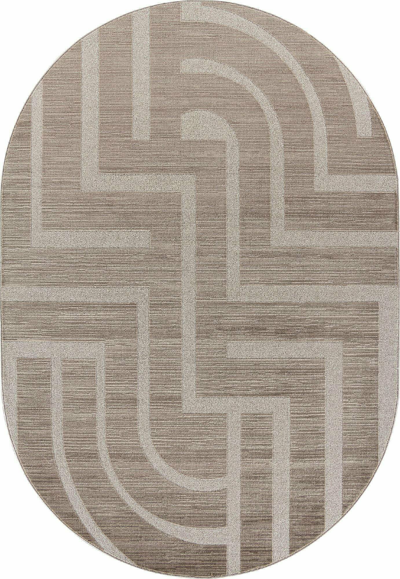 Ковер Овальный на пол в гостиную в спальню 200х400 см бежевый однотонный ворс 8 мм 391794 ковренок