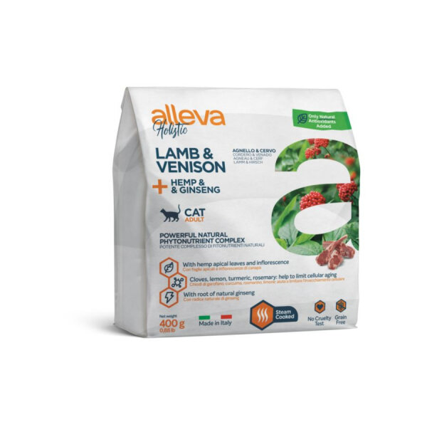 Alleva Holistic Lamb and Venison, Корм для кошек с Ягнёнком и Олениной, 400 г.