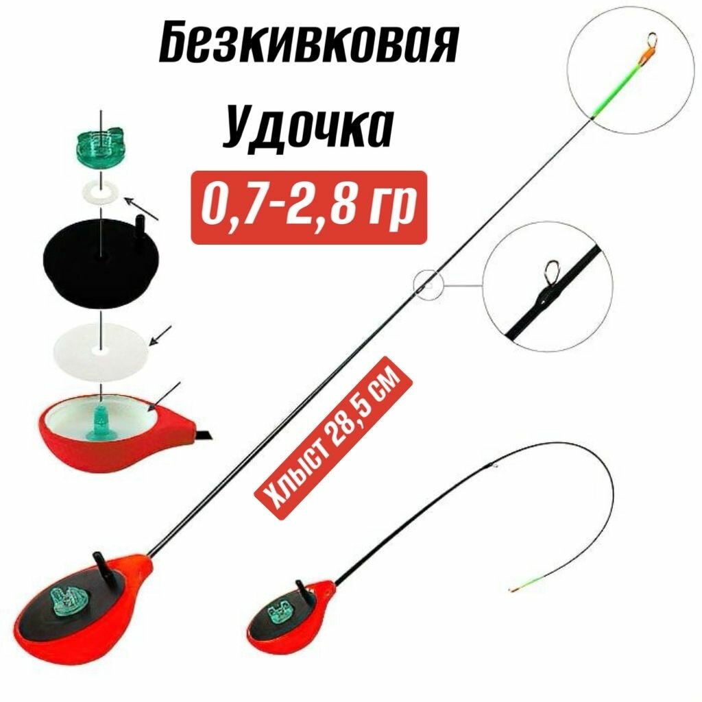 Удочка для зимней рыбалки Akara Finezza Ultra Light (0,7-2,8 гр ), цвет красный- 1 шт