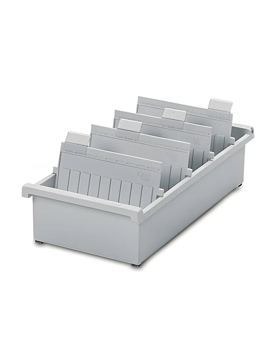 Картотека пластик, А5 горизонтальная на 1300 карт, серая