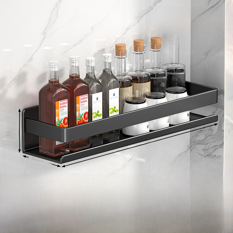 Настенный стеллаж Ji Baiju для приправ и специй, углеродистая сталь, черный, 60 см