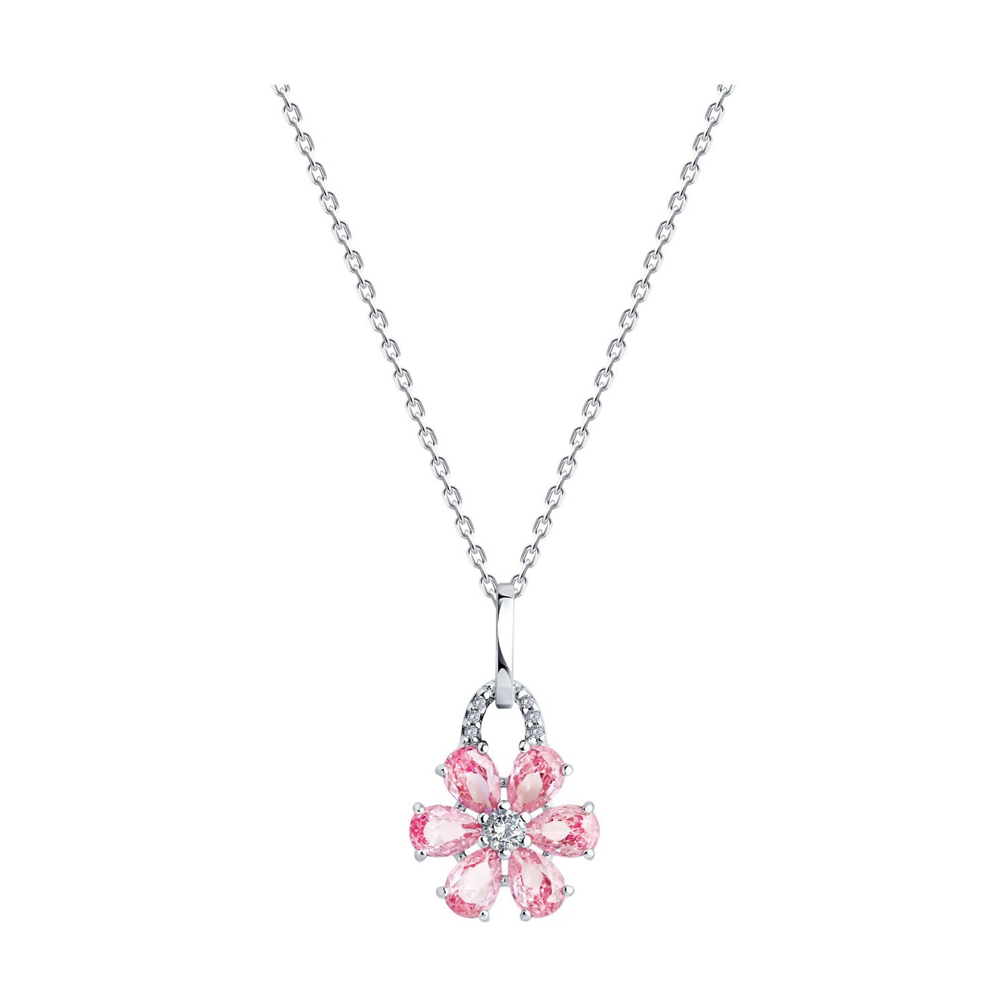 Колье Diamant online, серебро, 925 проба, родирование, фианит