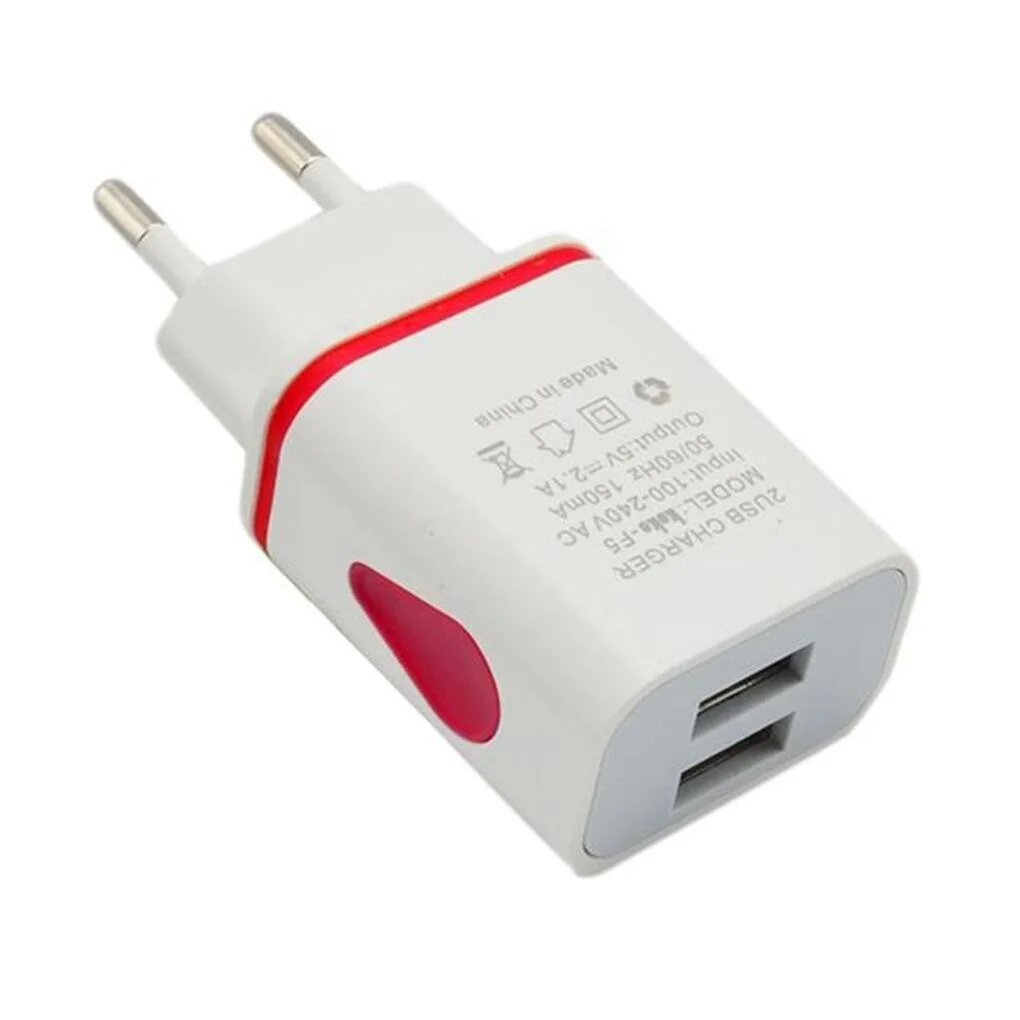 HTHwish Адаптер для зарядки 5В 2А 2USB ЕС, Red