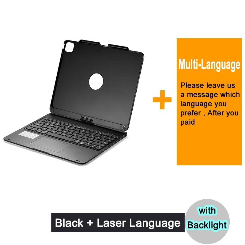 Чехол с клавиатурой Bluetooth для iPad Pro 12,9 For Pro 12.9 2022, BlackBacklit Laser