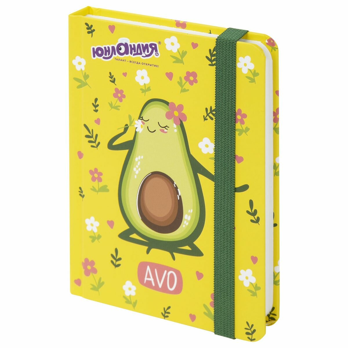 Блокнот 96л, А6 Юнландия "Авокадо", клетка, твердая обложка, с резинкой (113745), 36шт.