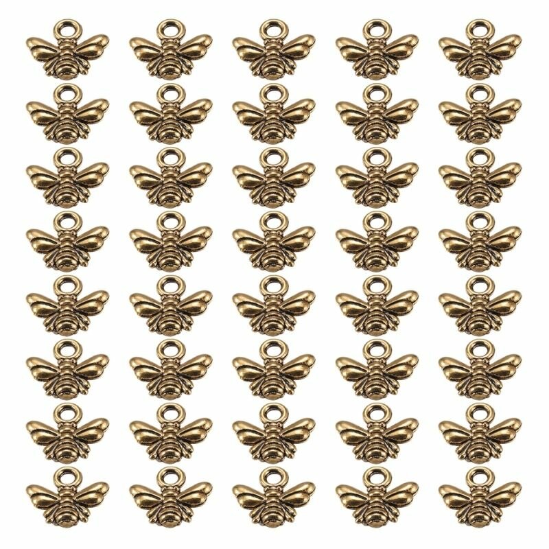 Упаковка из 40 подвесков ручной работы пчел -ювелирных украшений, Gold