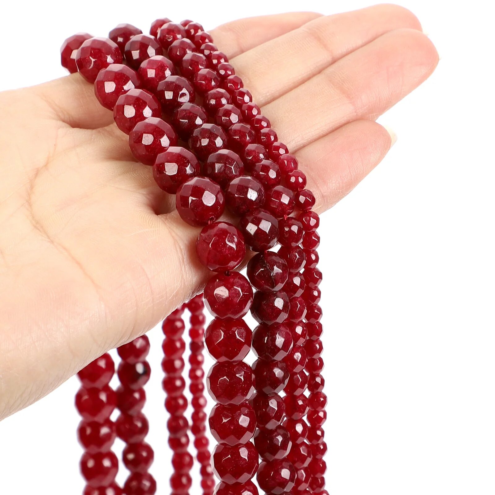 Красный граненый агат, бусины 4/6/8/10/12 мм, 90 шт 4mm 88-90pcs