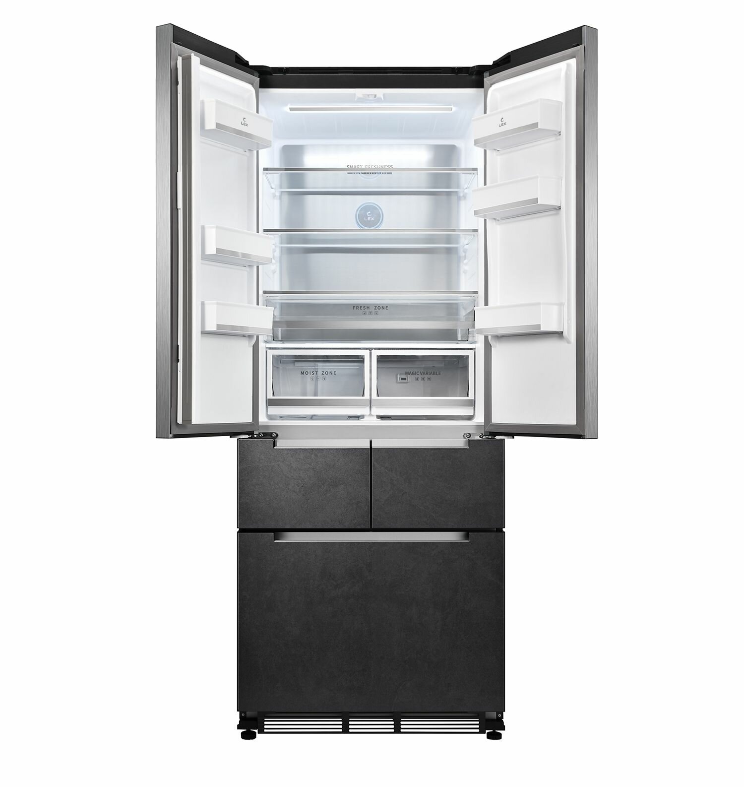 Холодильник Lex LFD424StGIDBI, полувстраиваемый, полезный объем 413 л, Full No Frost, серый