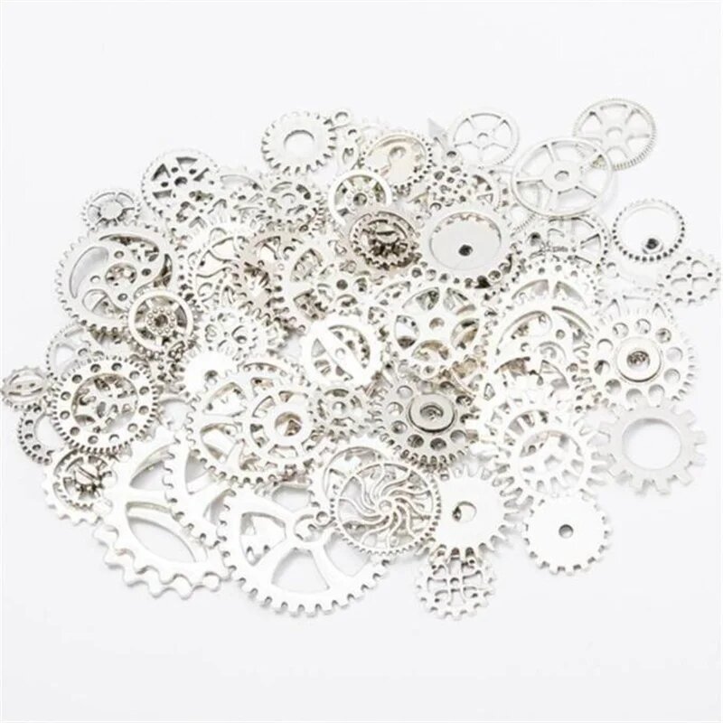 Металлические стимпанк шестерни charms 50/100г Серебряный, 100g, Antique Silver