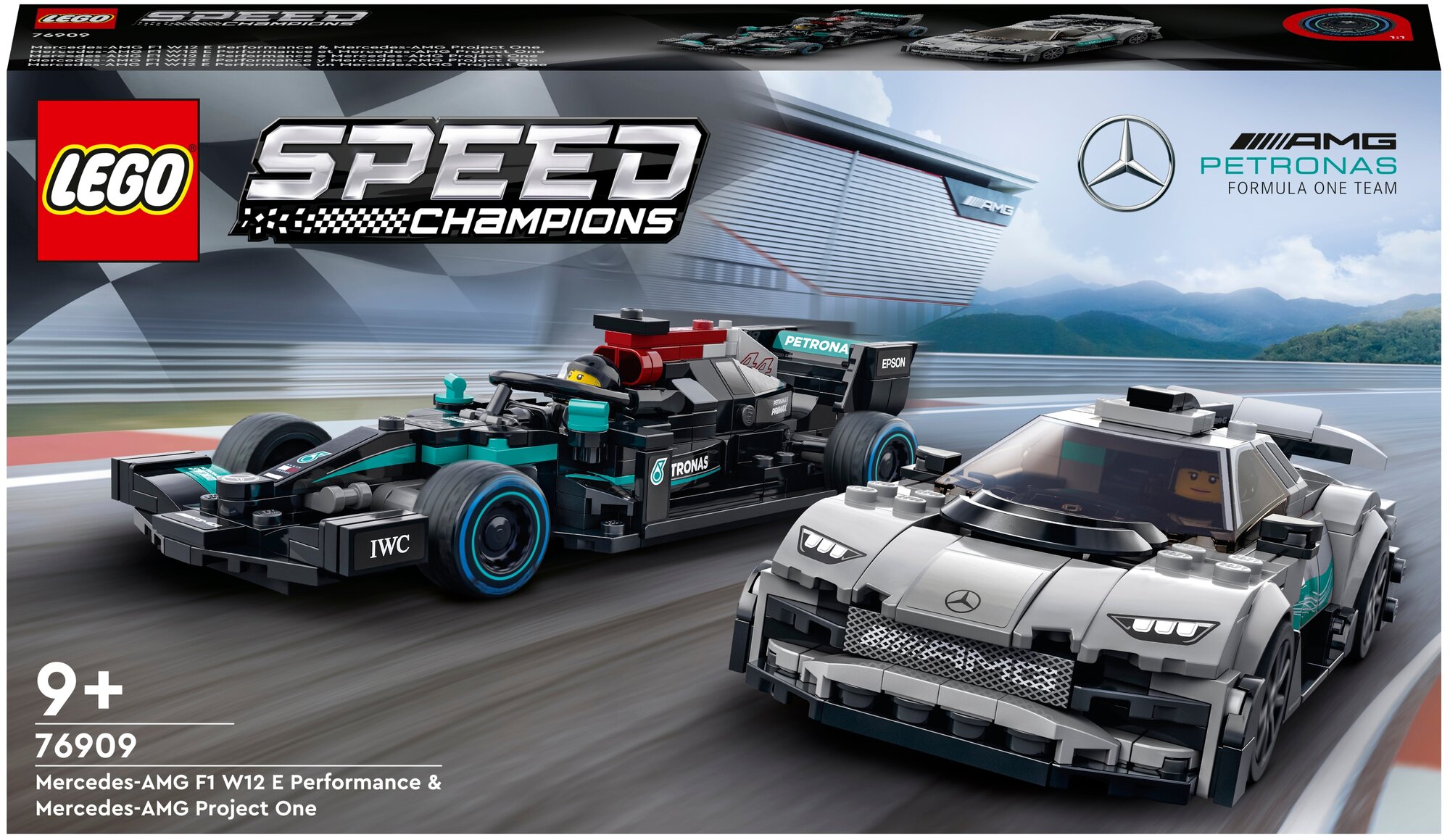 Конструктор LEGO Speed Champions 76909 Mercedes-AMG F1 W12 E Performance и Mercedes-AMG Project One, 564 дет.