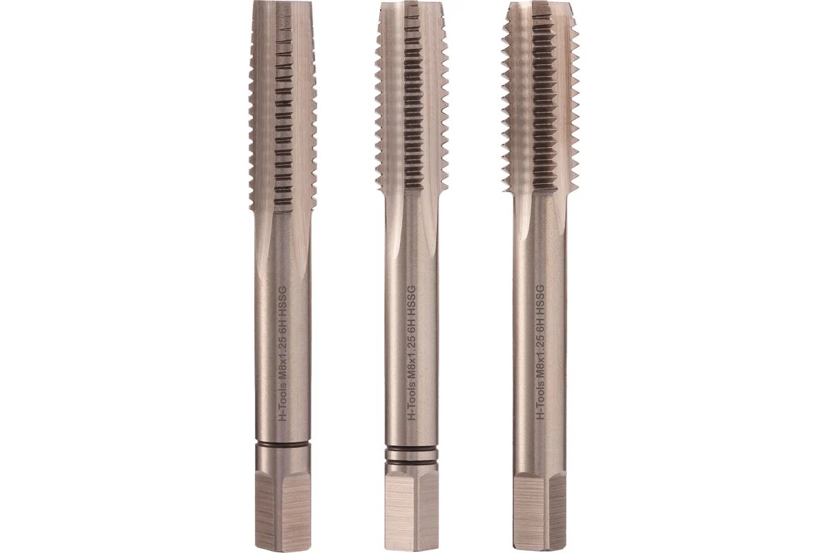 H-Tools Набор метчиков 3 шт М8 1.25 DIN352 HSS-G 230080HT прецизионная резьба