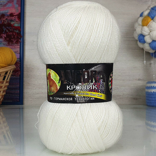 Пряжа Color City ангора кролик 2002 молочный (5 мотков)
