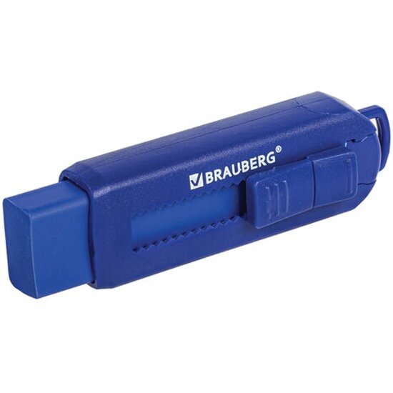 Ластик Brauberg выдвижной "Slider", 88х26х21 мм, синий, блистер, 271984