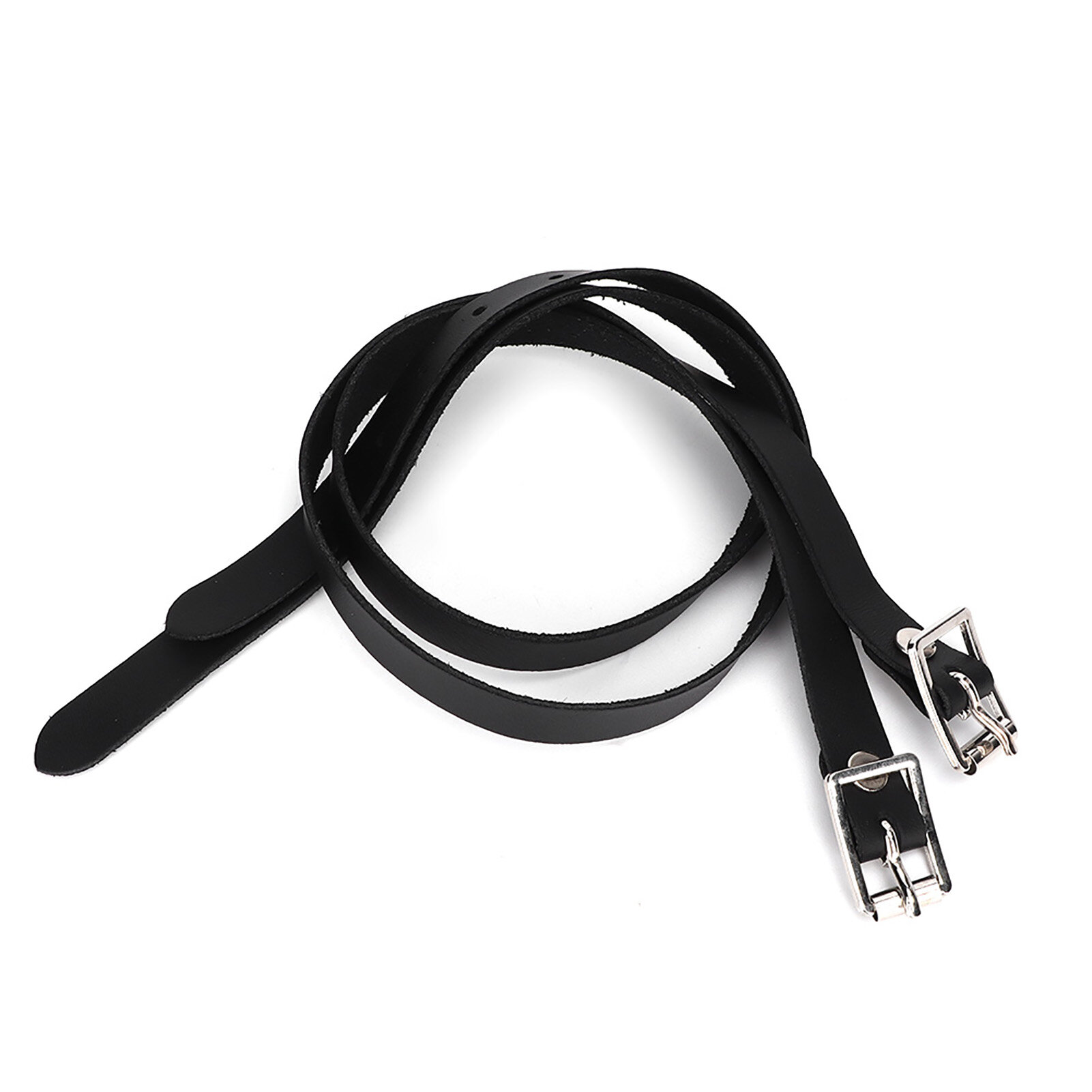 1 Pair Lengthen For Spur Straps Leathers with Stainless Steel Buckle Horse Tool Accessories 50cm Black