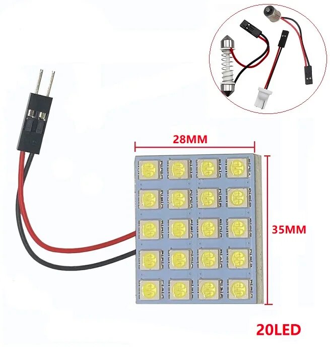 6 9 12 15 24 SMD 5050 Светодиодная автоматическая панель для чтения купольной лампы для салона автомобиля на крыше Лампа для карты T10 W5W C5W C10W Festoon 3 База адаптера