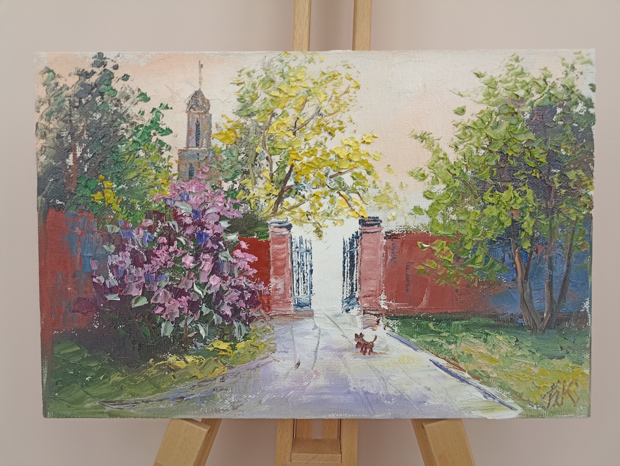 Импрессионизм. 100% ручная работа, 100% живопись от Художественной Мастерской Грëзы. Картина маслом на холсте из серии 'Улочки старой Москвы". Дворик на Смоленке. Картина написана в импрессионистском стиле. 20х30 см.