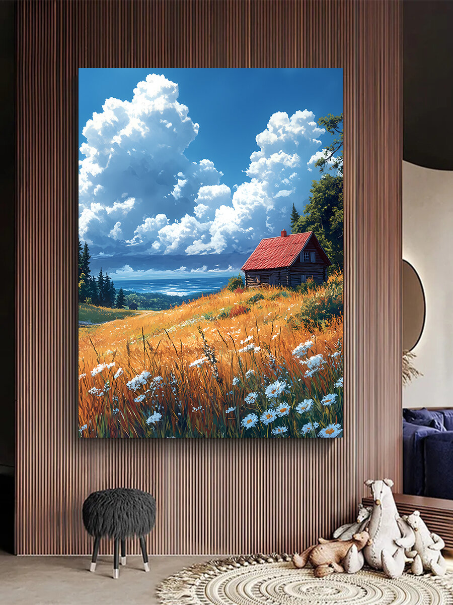 Пейзаж / природа, картина лес / река, 20х30 см, горы, море