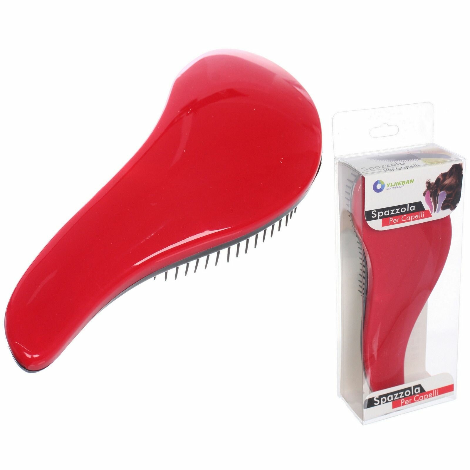 Расческа массажная КНР "Компактная-капля", цвет красный, 18 см