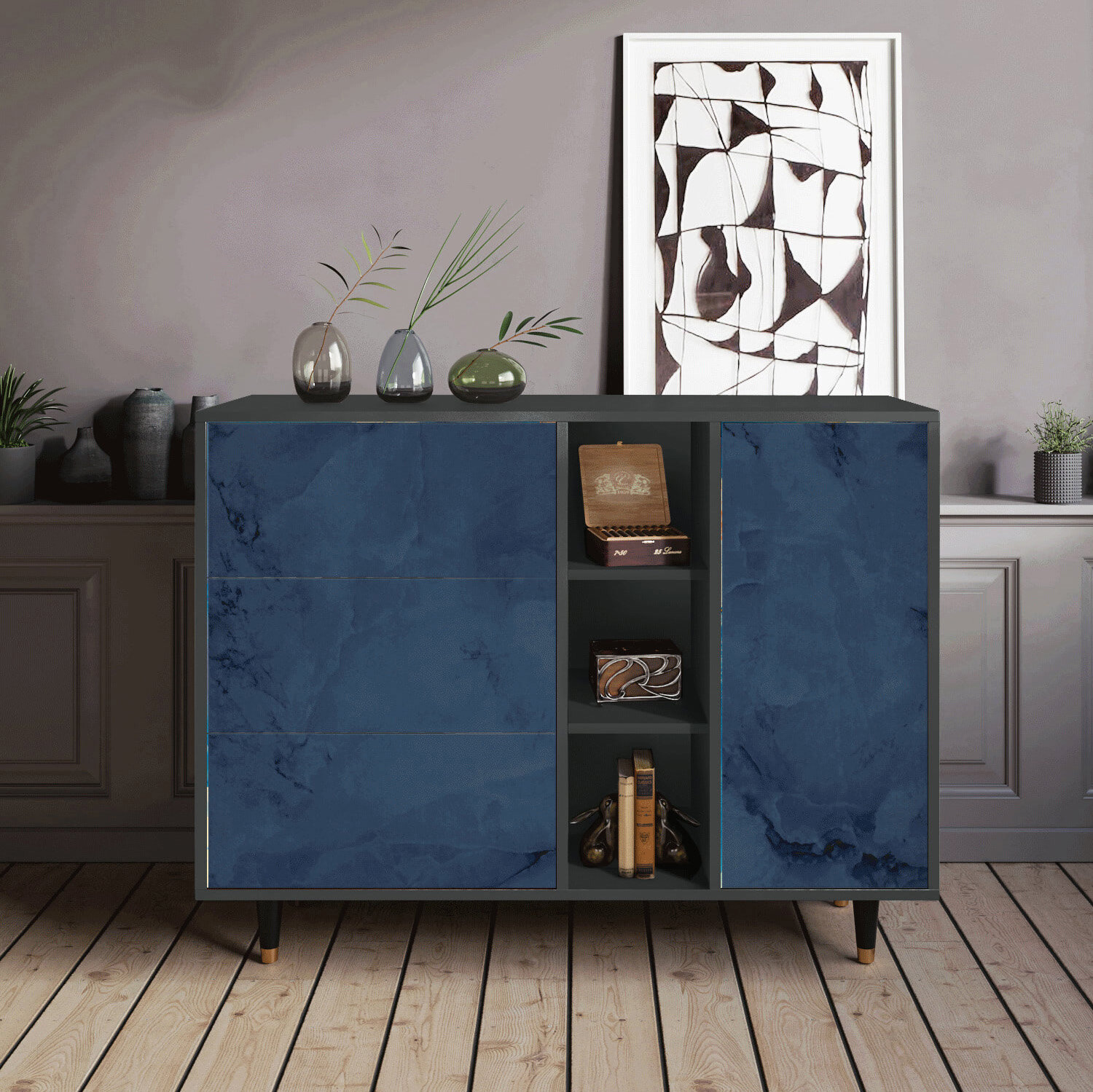 Комод - STORYZ - BS2 Endless Galaxi, Разер - 125 x 97 x 48 см , Цвет корпуса - Антрацит