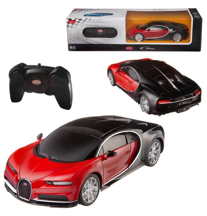 Машинка на радиоуправлении Rastar 76100R Bugatti Chiron (1:24, 18,5см). Красная с чёрным