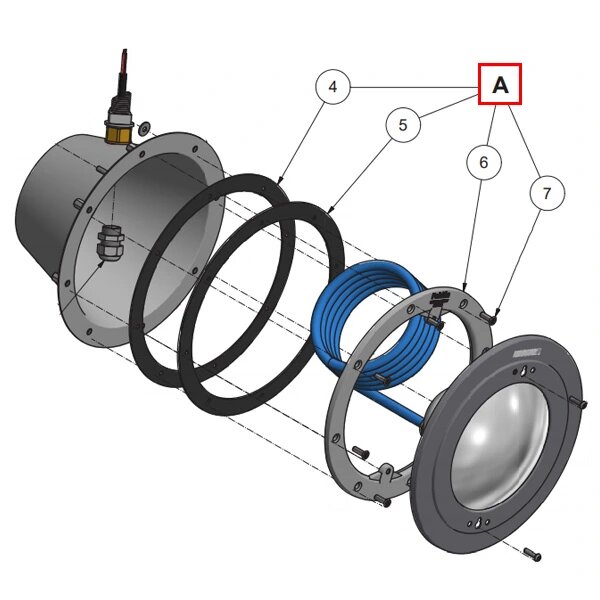 Ремкомплект для прожектора Pahlen 300А/СА (фланец, прокладки, винты), цена - за 1 компл