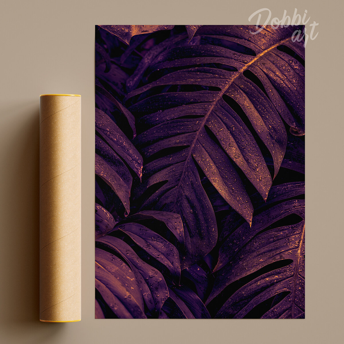 Постер листья монстеры 30х40 см без рамы/ Природа постер/ Растения листья плакат/ Монстера/ Фиолетовые листья/ Неоновый постер/ Неон свет/ Минималистичный постер плакат/ Эстетичный постер/ Фиолетовый постер/ Яркий постер плакат/ Розовый постер плакат/ Пос
