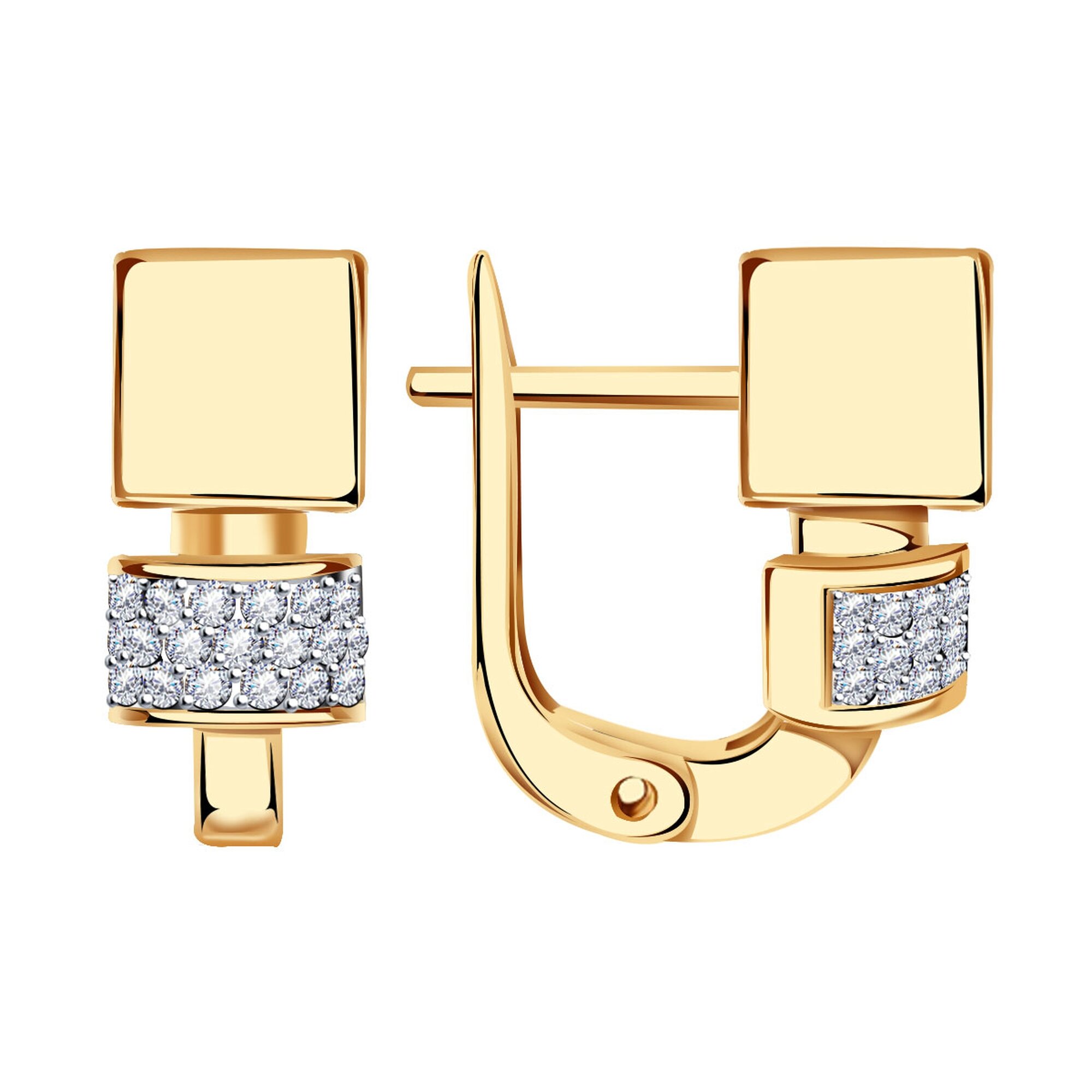 Серьги Diamant online, красное золото, 585 проба, фианит