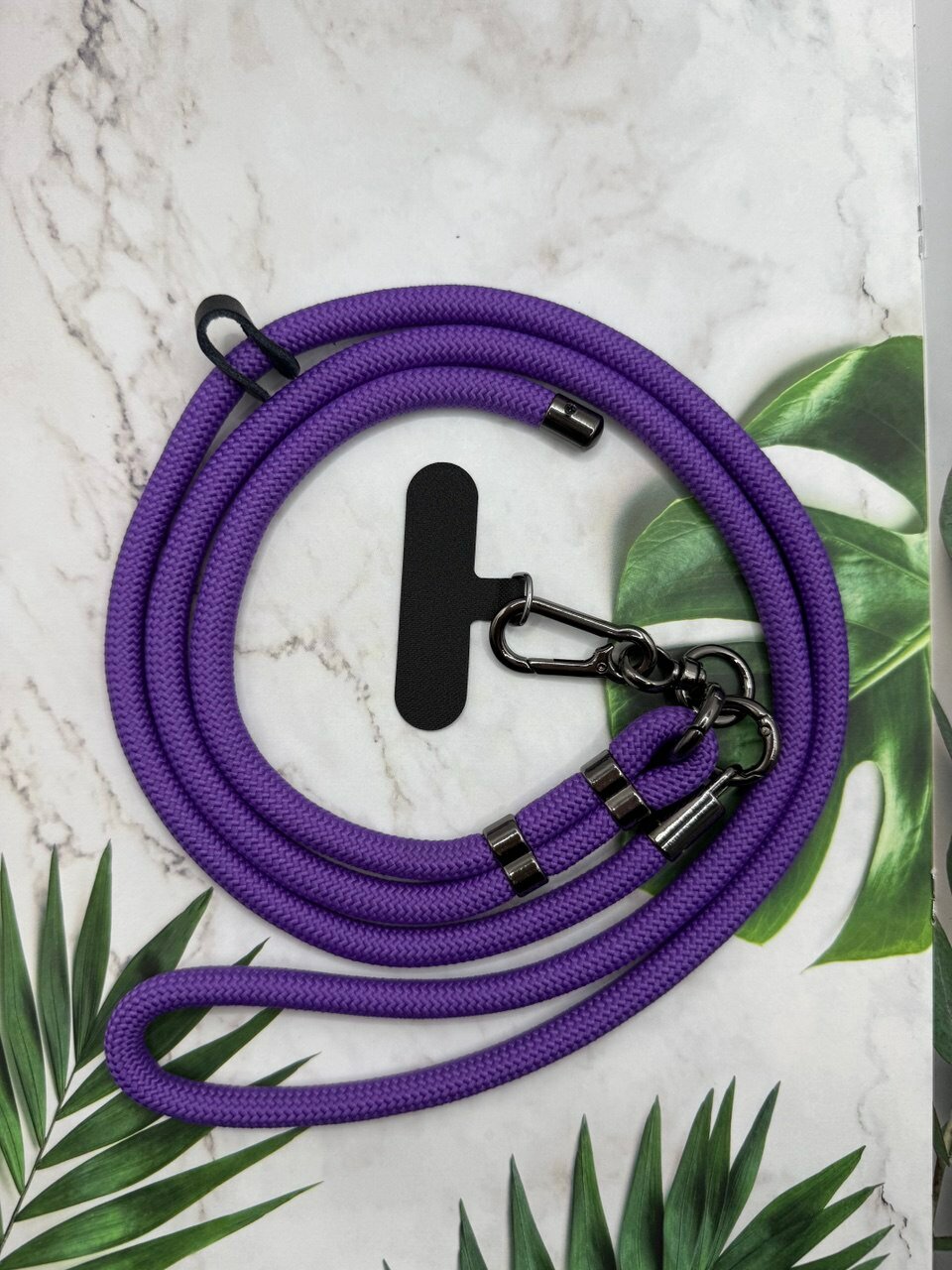 Шнурок на шею, для ключей и смартфона, фиолетовый, текстиль, застежка-карабин
