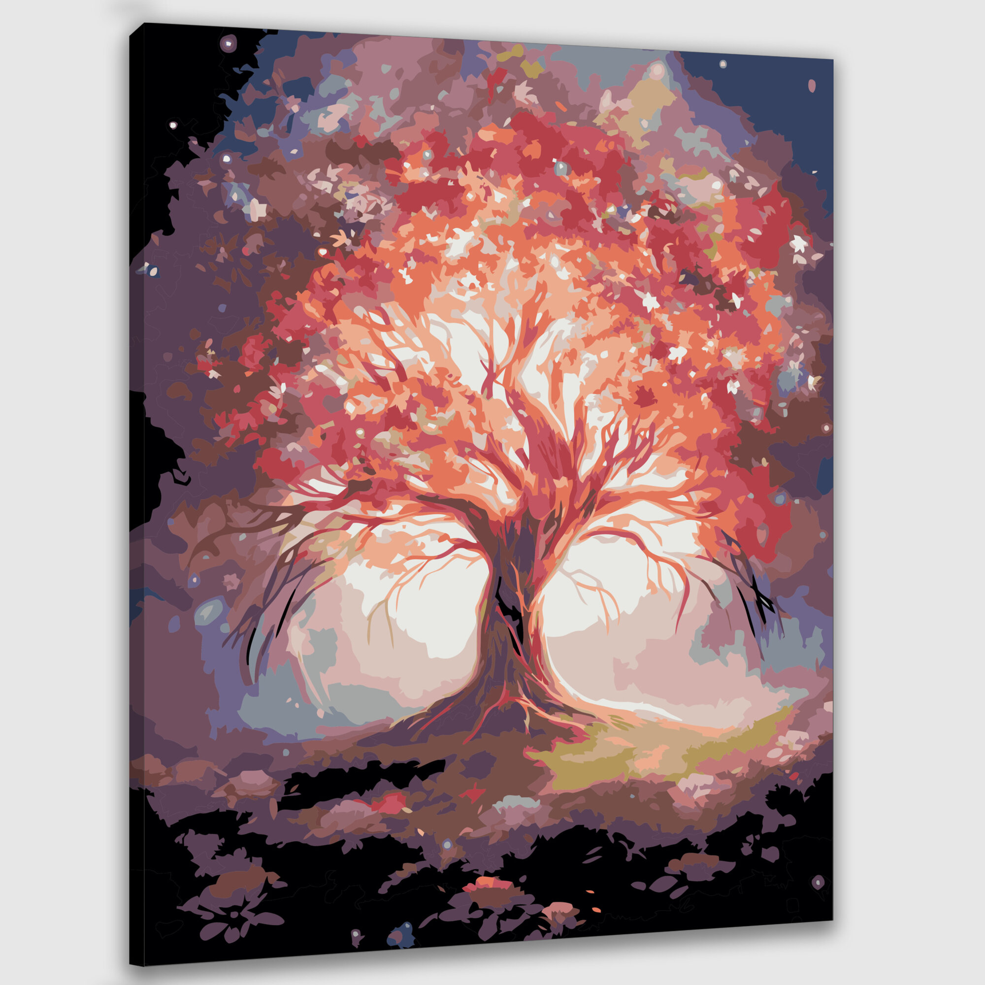 Картина по номерам 40x50 см, цифровая картина, древо грез, заколдованное дерево, изгибающиеся ветви, нежные усики
