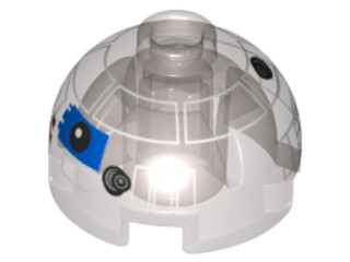Brick, Round 2 x 2 Dome Top with Blue Pattern (Imperial Astromech), 553pb025 Trans-Brown U