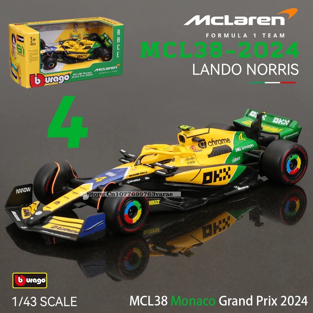 Bburago McLaren MCL38 Lando Norris 2024 Monaco GP 1:43