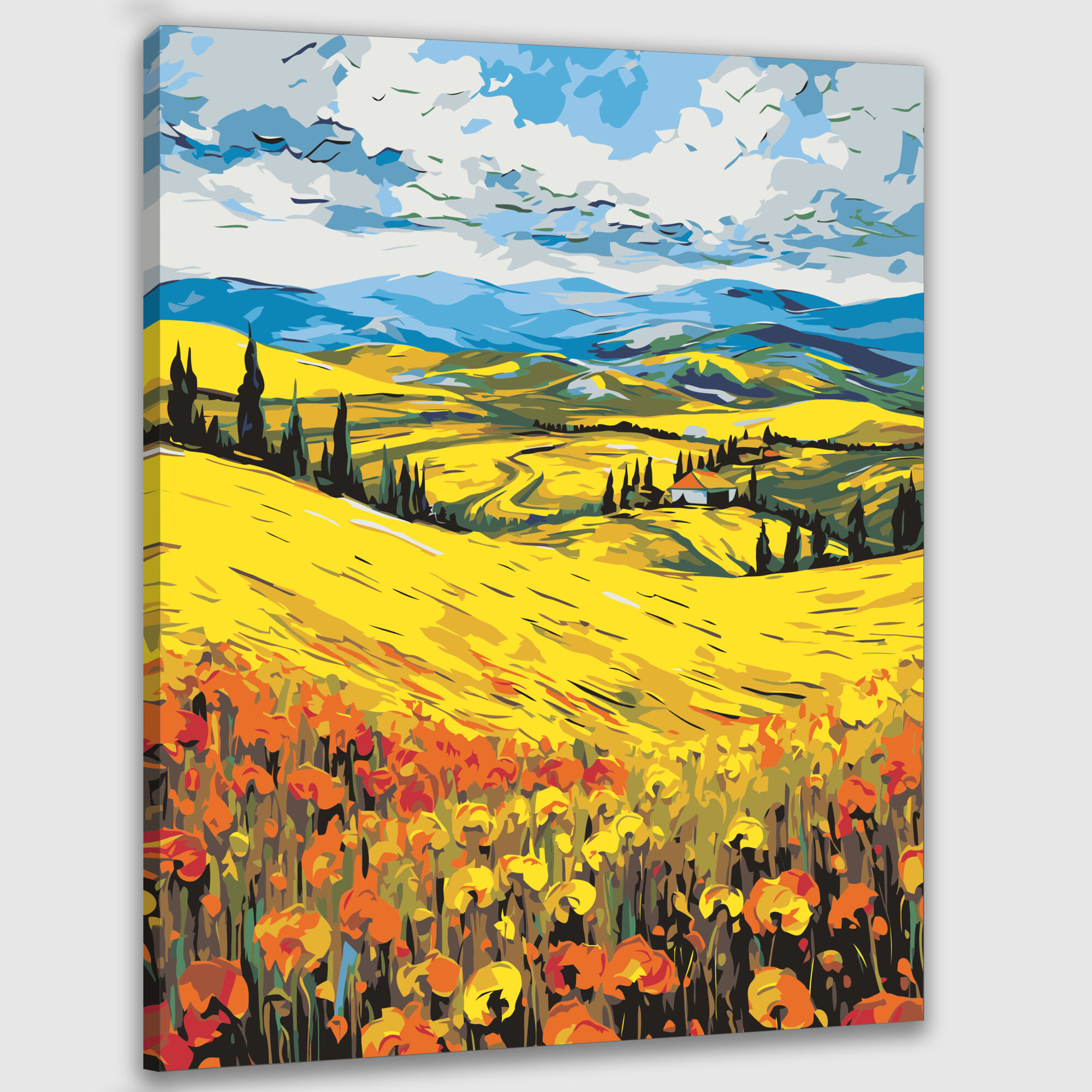 Картина по номерам 40x50 см, акриловая картина, Ван Гог, цветовая палитра, выразительный мазок, энергия, пейзаж